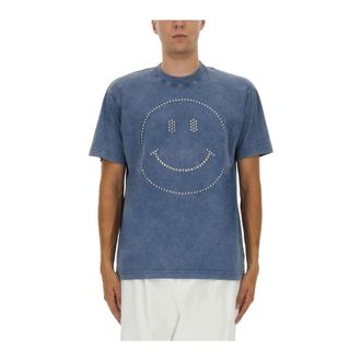 Moschino T-shirt Smiley clout&eacute; - Homme - Tops - Bleu - Taille: M