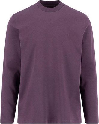 Fynch-Hatton Langarmshirt gerade Passform, aus Baumwolle, unifarben, mit Logo-Stickerei