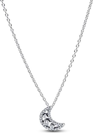 Pandora Timeless Mondsichel Anhänger-Halskette aus Sterling Silber mit Zirkonia, Größe: 50cm, 394259C01-50