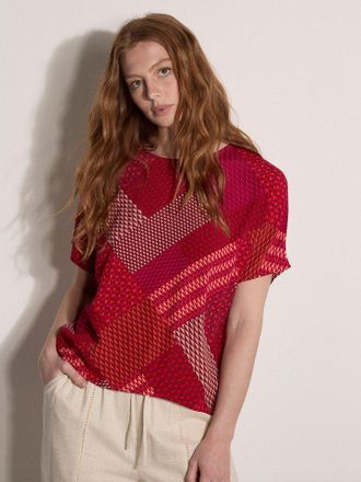 Apricot T-Shirt Patchwork Shirt mit geometrischem Druck