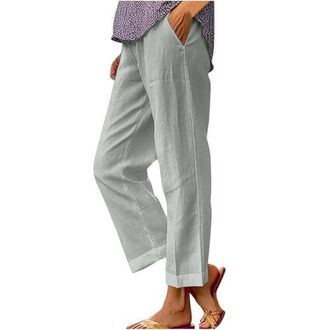Generic Pantalon d&eacute;t&eacute; 7/8 pour femme - L&eacute;ger - Avec cordon de serrage et poches - Pantalon en coton et lin - Pantalon &eacute;l&eacute;gant et a&eacute;r&eacute; - D&eacute;contract&eacute; - Conforta