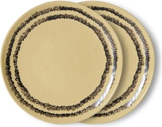 HKliving Assiettes &agrave; dessert en c&eacute;ramique Vanilla - Set de 2 HKliving