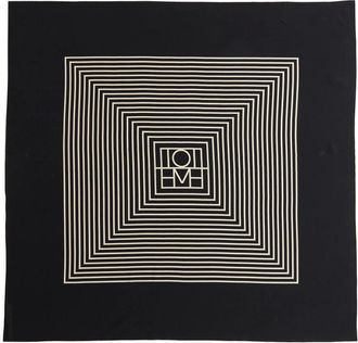 Toteme Femme, Accessoires, Noir, Taille: ONE Size Foulard en Soie Monogramme Noir Cr&egrave;me