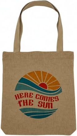 Fabulous Sac Shopping Tote Bag Aspect Lin - Here comes the Sun Musique Musicien Instrument - Sac de Courses Toile Epaisse 360g Beige Naturel Cabas Port&eacute; Epaule