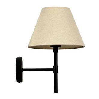 Relaxdays Wandlampe, Stoff-Schirm, Schlichtes Design, E27-Fassung, Moderne Wandleuchte, HD: 32,5 x 27 cm, Creme/schwarz