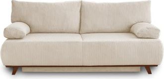 Best Mobilier Canap&eacute; Convertible avec Coffre Cristal en Velours C&ocirc;tel&eacute; - Canap&eacute; Lit - Sofa Beige 3 Places - Salon