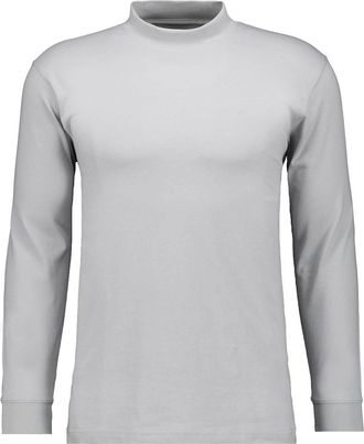 Ragman Herren Stehkragenshirt Langarm Silber-024, 3XL