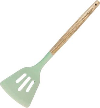 Fackelmann Fackelmann Ocean Spatel mit Schlitzen, Silikonspatel mit festem Stahlkern, rutschfester Griff aus FSC-zertifiziertem Holz, 27 x 4 cm, Wassergrün, 1 St