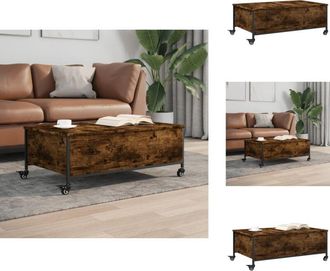 vidaXL Couchtisch mit Rollen R&auml;uchereiche 91x55x34 cm Holzwerkstoff - Couchtisch - Wohnzimmerstil - Holzm&ouml;bel - Sideboard - Rauchereiche M&ouml;bel