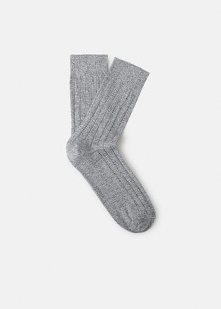 Mango Baumwollsocken mit Rippmuster hellgrau meliert - Herren - 40-42 - MANGO MAN