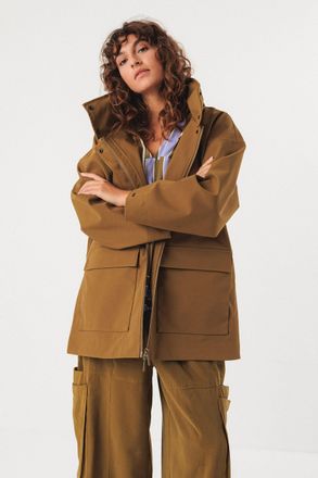 SKFK Damen vegan Regenmantel Sina Braun