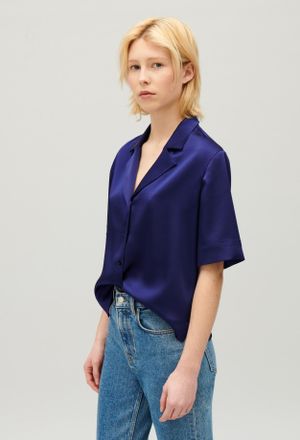 Claudie Pierlot Flie&szlig;ende, kurz&auml;rmelige Hemdbluse