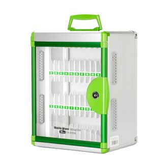 Generic Handy-Aufbewahrungsbox mit 24 F&auml;chern, Handygarage Schule, mit Tragegriff, B&uuml;ros, Fitnessstudios und Fabriken(Green,Medium)