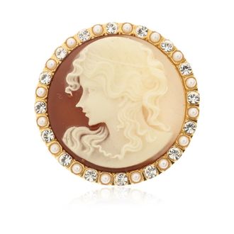 Dolce & Gabbana Homme, Accessoires, Jaune, Taille: ONE Size Broche Cam&eacute;e en Laiton