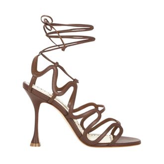 Manolo Blahnik Leather Stiletto Sandalen 105 - - Shoes - Damen - Braun - 39 1/2 EU