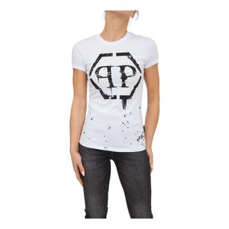 Philipp Plein Rundhals Wei&szlig;es T-Shirt - - Tops - Damen - Wei&szlig; - M