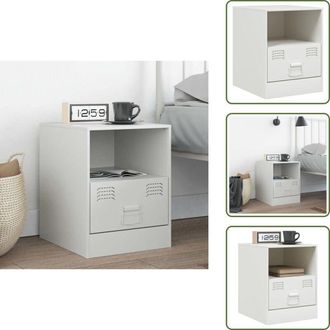 vidaXL Table de chevet blanc 34,5x39x44 cm acier - Table De Chevet - Meuble De Chambre - Table Nuit - Commode - Rangement