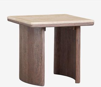 Sklum Sklum - Table dappoint Casilda en travertin et bois dacacia Travertine 40 x 40 x 40 cm
