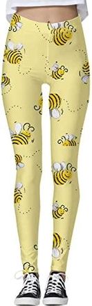 Generic Legging de sport 2026 pour femme - Confortable - Imprim&eacute; - Contr&ocirc;le du yoga - Taille haute, jaune, XXL