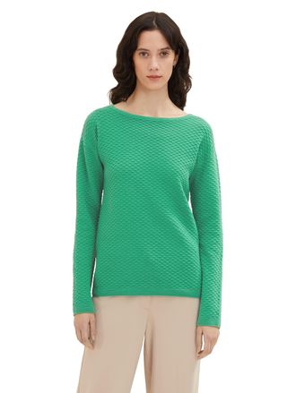 Tom Tailor Damen 1036687 Basic Pullover mit Struktur, 31032 - Vivid Leaf Green, XXS