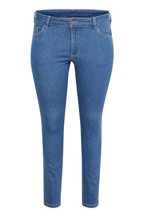 Kaffe Curve KCvicka Ida Slim Jeans Slim Fit Jeans Damen High Waist Große Größen Jeanshose Medium Blue Denim 48