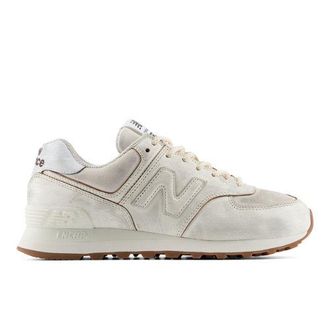New Balance Femme 574 en Blanc/Marron, Cuir, Taille 37