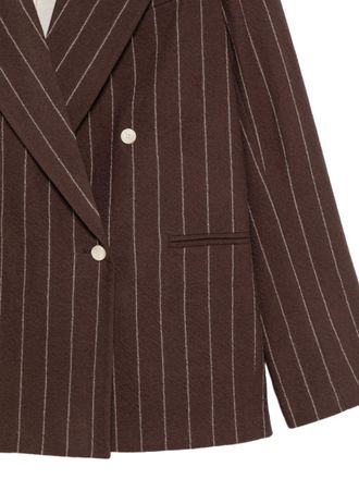 Alysi Wool Pinstripe Blazer - Brown