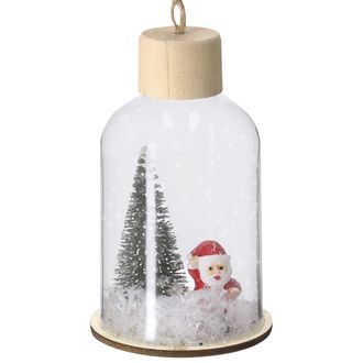 noTrash2003 2er Set Weihnachtsanh&auml;nger Glas mit Weihnachtsmann & Tanne - 10 cm - Christbaumschmuck aus Holz und Glas mit Naturjute-Aufh&auml;ngung - Weihnachtsdeko Vin