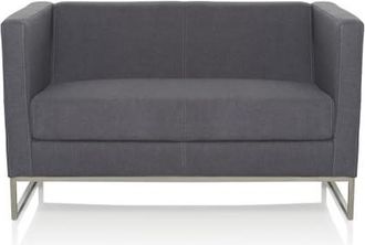 hjh OFFICE 713502 Lounge Sofa Barbados Stoff Grau Moderne 2-Sitzer Couch für höchsten Sitzkomfort