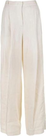 Eleventy Femme, Pantalons, Beige, Taille: 38 FR Wide Leg Linen Blend Pantalons