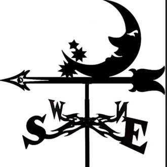 Generic Wetterfahne Aus Schwarzem Metall, Windrichtungsanzeiger f&uuml;R Schuppen, Garten, Terrasse, Dekoration, Windrichtungsanzeiger f&uuml;R Den Au&szlig;Enbereich(A9)