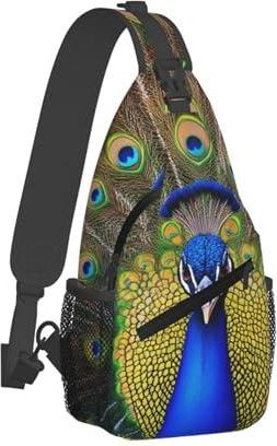 Generic Multifonction Sacoche Tactique Plume de paon Sling Sac &agrave; Bandouli&egrave;re Casual Sac DEpaule pour Cyclisme Randonn&eacute;e Voyage