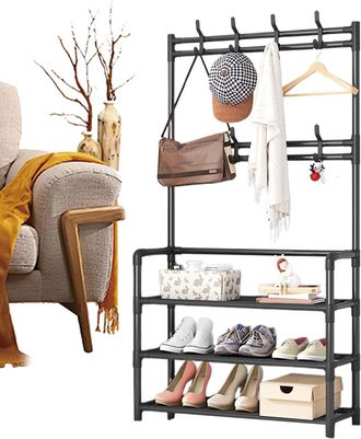 Generic Kleiderst&auml;nder mit Schuhaufbewahrung - Robuste Metallmantel-Aufh&auml;nger St&auml;nder Haken | Multifunktionaler Eingangsveranstalter f&uuml;r, kompakter Haushaltsg