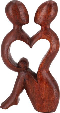 Guru Shop Holzfigur, Statue, Deko Objekt Feng Shui 20 cm - Liebe/Dunkelbraun