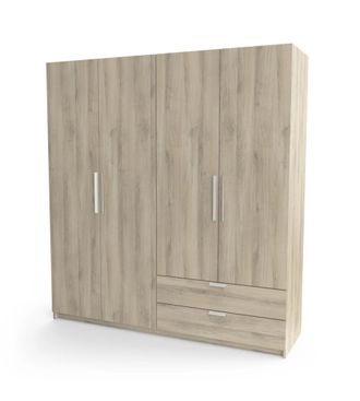 OEM Armadio 4 Ante Battenti Con 2 Cassetti Effetto Quercia 178x51,4x191,5 Cm
