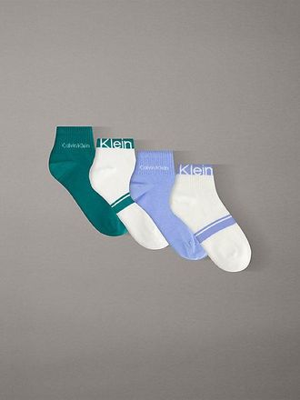 Calvin Klein Lot de 4 paires de chaussettes de cheville en coton &agrave; rayures, avec logo