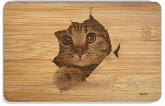 Wallario Frühstücksbrettchen aus Holz, Holzunterlage, Holzbrettchen Katze mit Blick nach vorn, Größe 22 x 14 cm