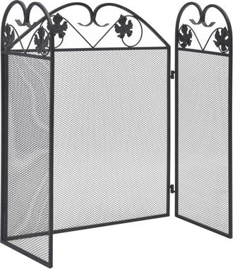 Festnight 3-seitiger Kaminschirm Kamingitter Kaminfunkenschutz aus Eisen Klappbares Design Schwarz