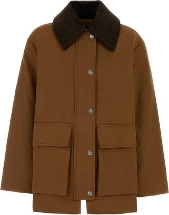 Ganni Femme, Vestes, Brun, Taille: 34/36 FR Biscuit Twill Jacket