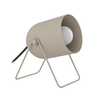 Eglo Tischlampe Tilston, Nachttischlampe mit schwenkbarem Spot, Zimmer Deko, kleine Tischleuchte aus Stahl in Sandfarben, E14 Fassung, L 12,5 cm