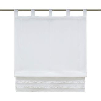 Joyswahl Voile Raffrollo Transparente Unifarbige Raffgardine mit R&uuml;schenkante &raquo;Suse&laquo; Schals mit Schlaufen Fenster Vorh&auml;nge BxH 100x165cm Wei&szlig; 1er Pack