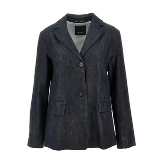 Max Mara Femme, Vestes, Bleu, Taille: 36 FR Notched Lapel Blazer