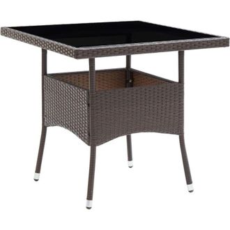 vidaXL Vidaxl - Table de salle &agrave; manger de jardin Marron R&eacute;sine tress&eacute;e