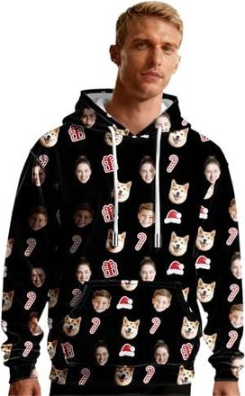 Generic Sweat &agrave; capuche l&eacute;ger uni pour homme - Sweat &agrave; capuche personnalis&eacute; amusant avec v&ecirc;tements de No&euml;l pour entra&icirc;nement int&eacute;rieur et ext&eacute;rieur, Noir, 3XL