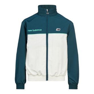 New Balance Gar&ccedil;ons Premium Sports Full Zip Funnel Jacket en Vert, Nylon Tiss&eacute;, Taille 10-11 ans
