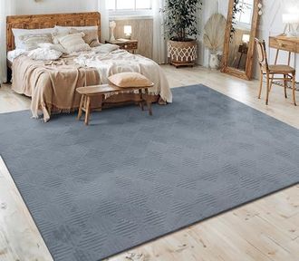 Paco Home Tapis Salon Chambre Adulte Poils Ras Motif Scandinave Motif Boho Motif Geometrique, Dimension:120x160 cm, Couleur:Anthracite