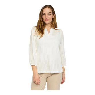 2-Biz Femme, Blouses et Chemises, Beige, Taille: 42 FR Chemisier à rayures avec manches 3/4