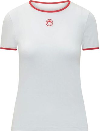 Marine Serre Femme, Tops, Blanc, Taille: 42 FR Jersey SS T-Shirt