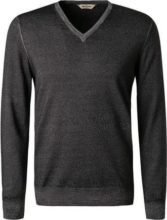Gran Sasso Herren Pullover grau Schurwolle unifarben