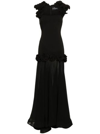 Ana Radu robe à fleurs appliquées - Noir